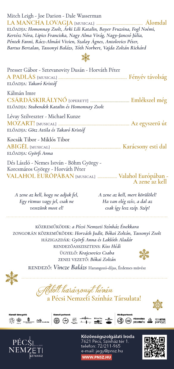 Karácsonyi musical-, operett- és operagála | Pécsi Nemzeti Színház